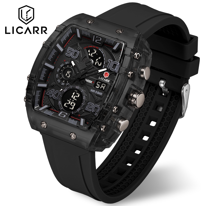 LICARR Brand Fashion Men's Watch Double Display Waterproof Trend Sports ...