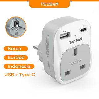 TESSAN Malaysia to Korea Adapter ID European Travel Adapter Korea Plug ...