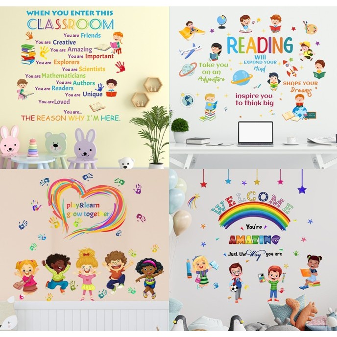 Wall Stickers Cartoon Character Rainbow Learning Wall Stickers Children ...