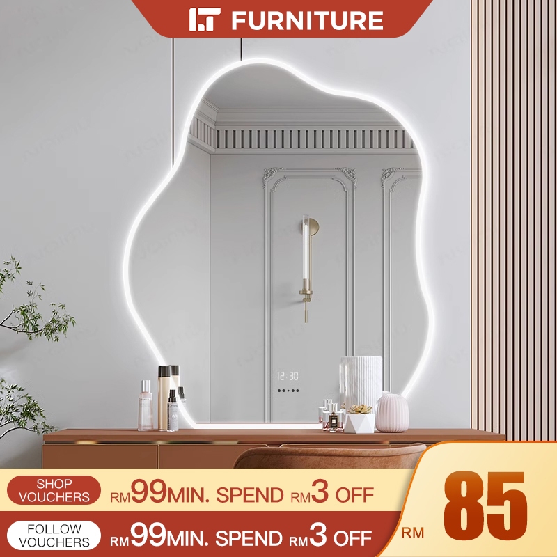 Makeup Mirror Cermin bilik air Cloud Shape Vanity Mirror LED Wall ...