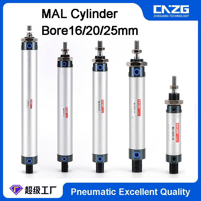 Air Pneumatic Cylinders Double Compressed Air Cylinder MAL Mini Bore 16 ...