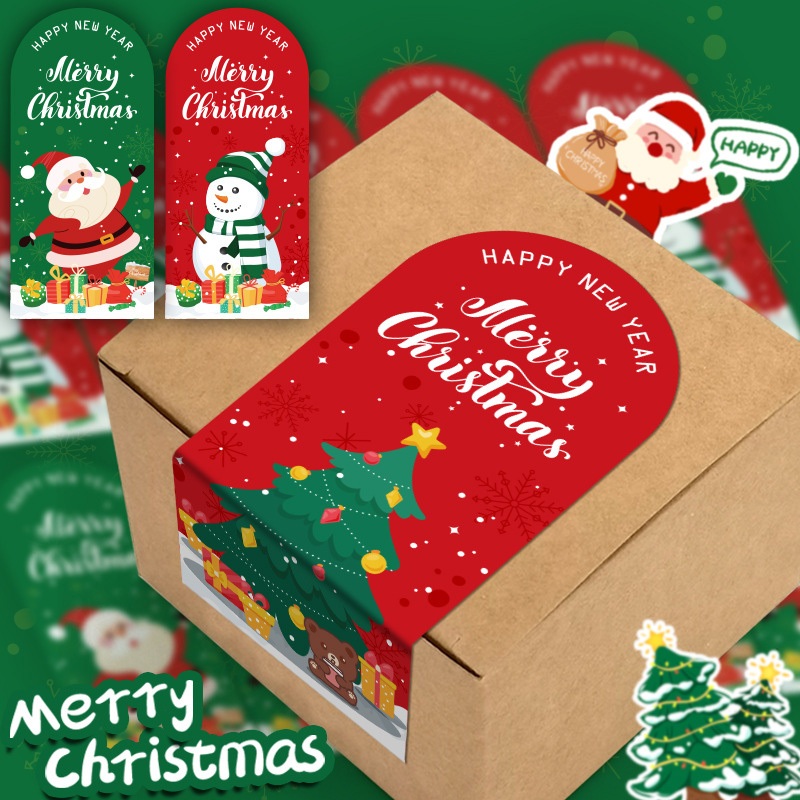 50pcs Rectangle Christmas Stickers Seal Labels Paper Packaging Paste ...