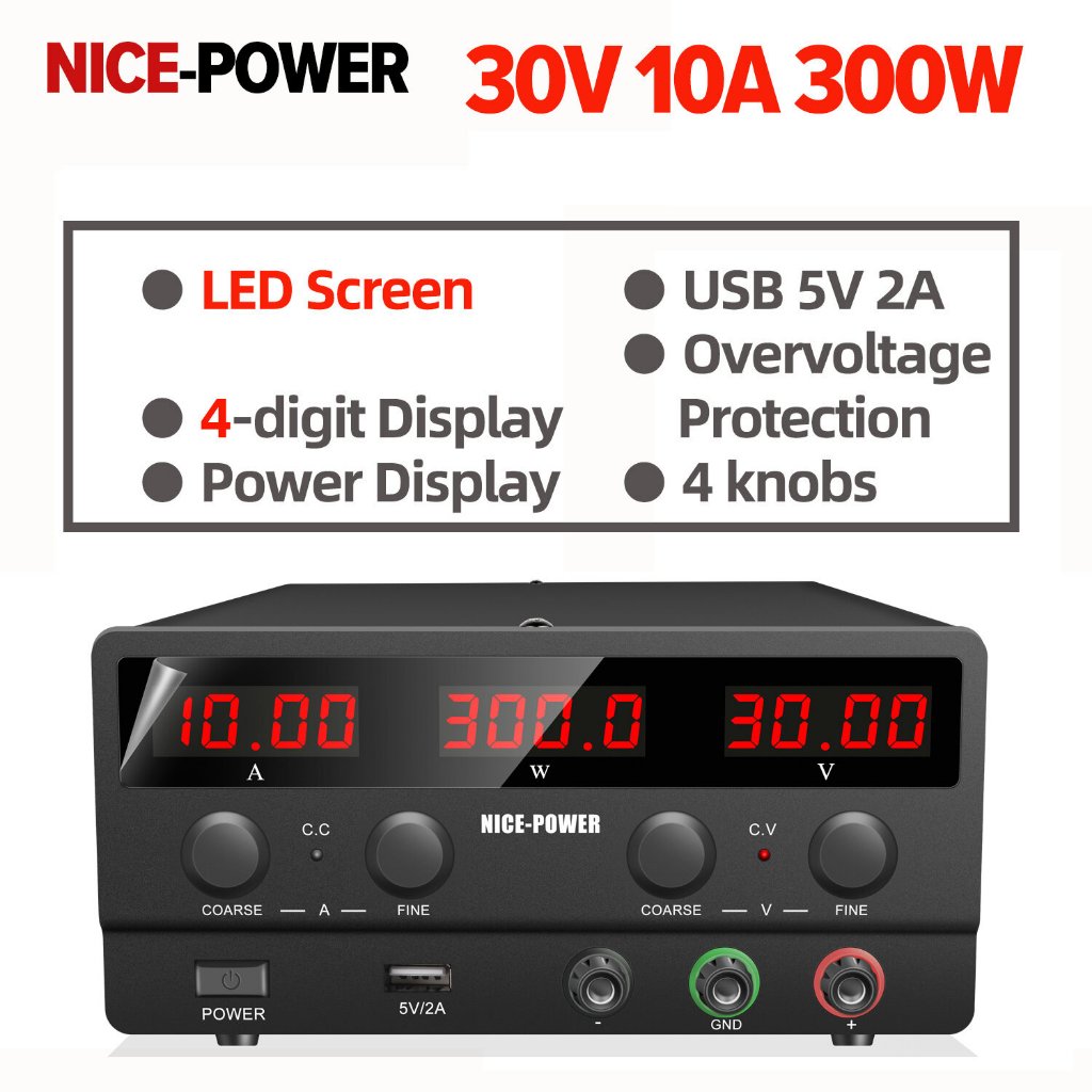 NICE-POWER Adjustable DC Power Supply: 30V 10A Variable Switching ...