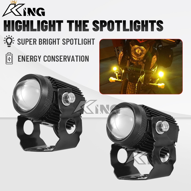 UNIVERSAL LED SPOTLIGHTS WHITE YELLOW DUAL COLOR LED HEADLIGHT FISHEYE ...