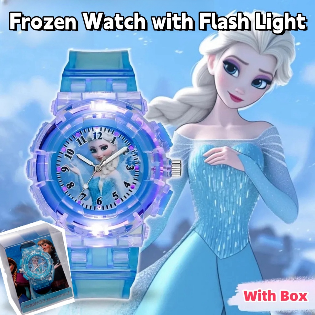 【with box】Students kids watches rubber Frozen Elsa Princess watches ...