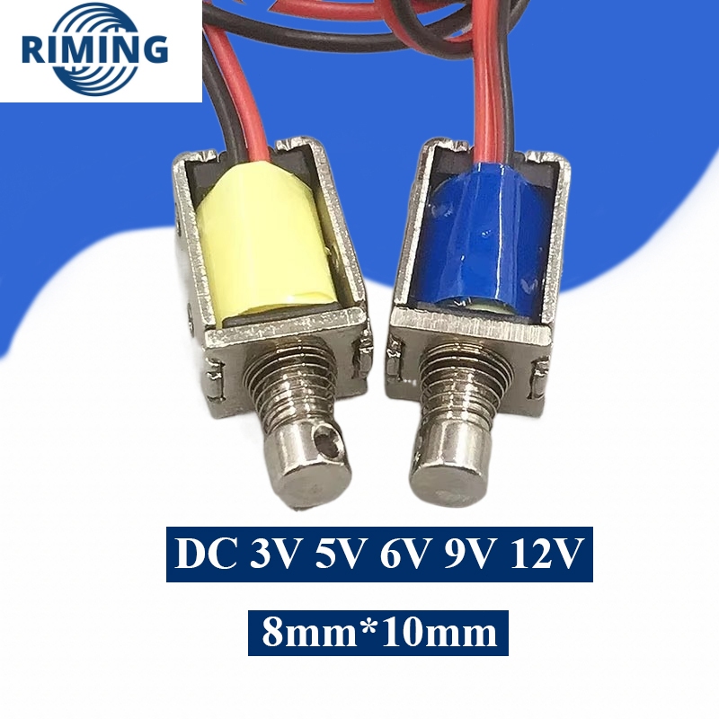 DC 3V 5V 6V 9V 12V 8mm*10mm Mini Tiny Push-Pull Square Solenoid Through ...