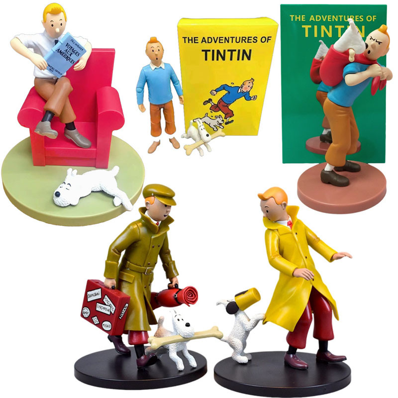 5 Styles Cartoon Anime The Adventures of Tintin Action Figures Cute ...