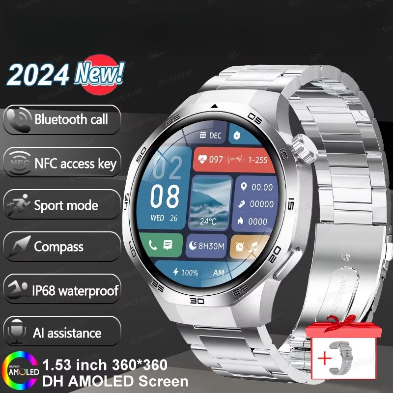 2024 New GT5 MAX Smart Watch Bluetooth call 1.53 inch HD Screen Compass ...