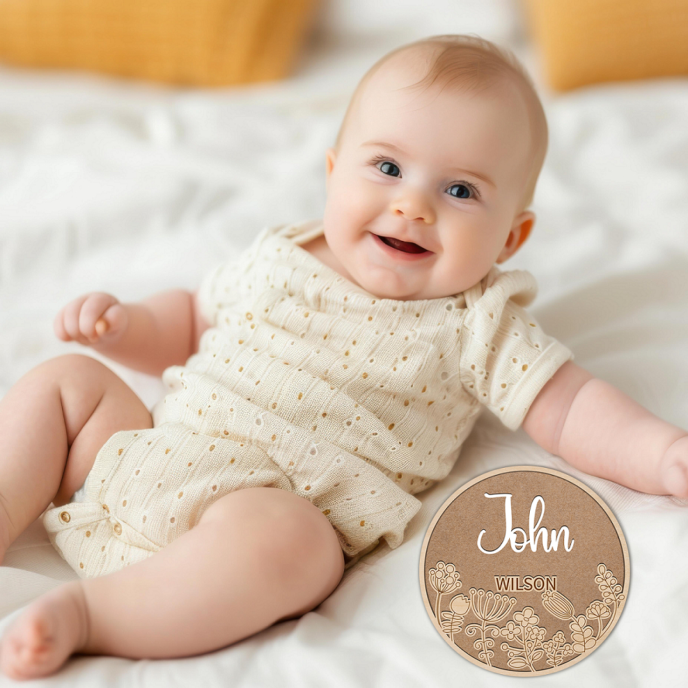 Personalized Baby Birth Announcement Sign two layer Newborn Wooden ...