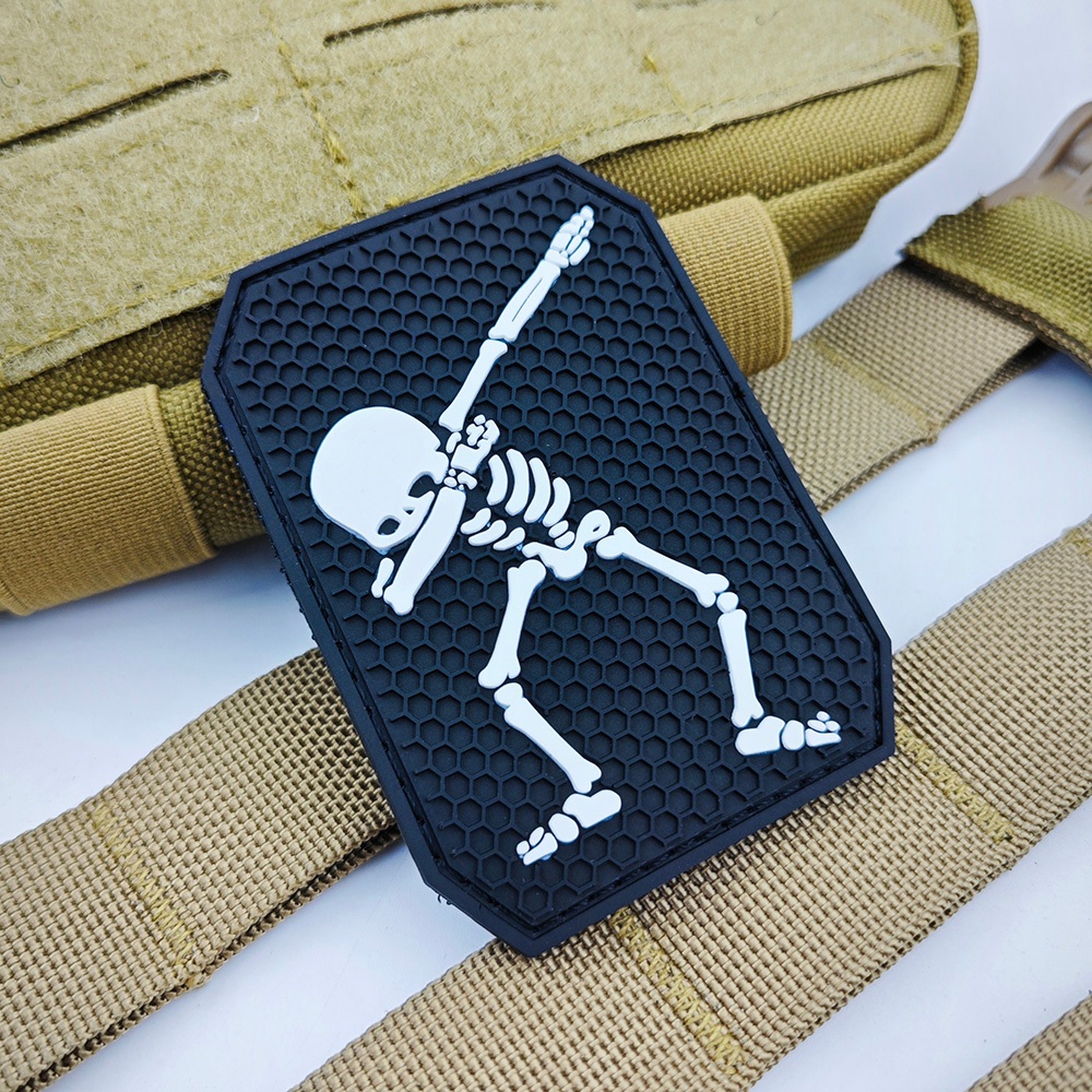 Skull Black White PVC Rubber Velcro Tactical Morale Badge Patch with ...