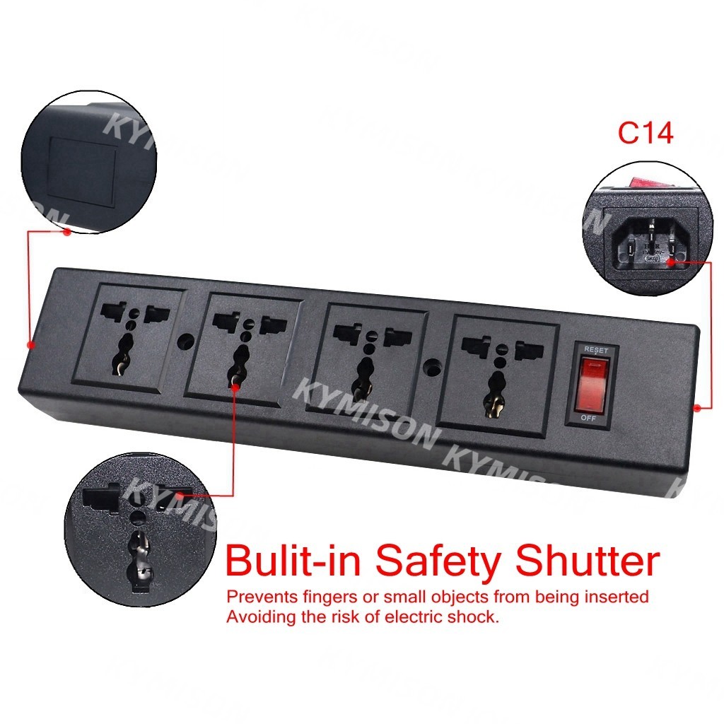 NEW PDU Power Strip With Overload Protector, 4 Ways Universal Outlet ...