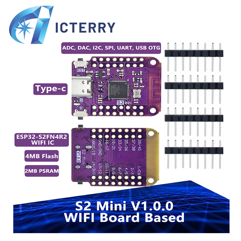 ESP32 S2 Mini WIFI Board Based ESP32-S2FN4R2 ESP32-S2 4MB FLASH 2MB PSRAM MicroPython For ...