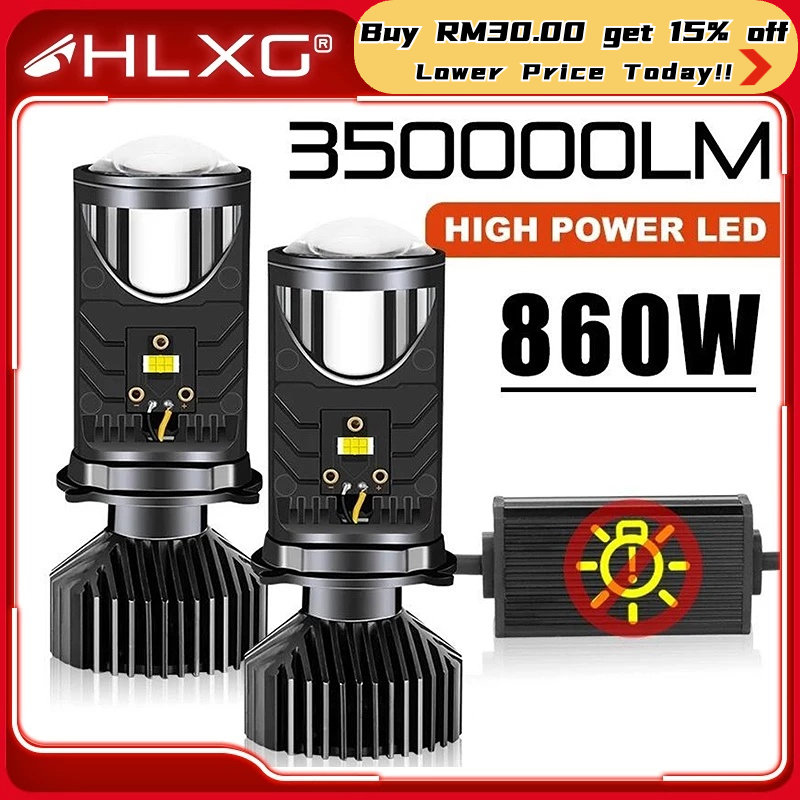 Super Bright H4 LED Canbus Projector Lens 350000LM Mini Projector H4 ...