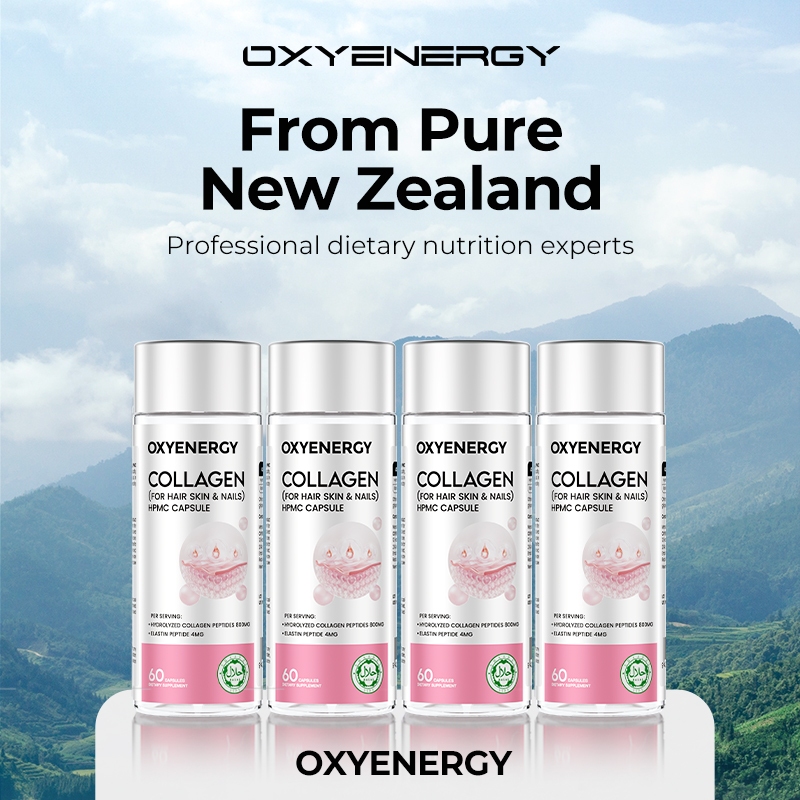 Oxyenergy Collagen Capsules 4pcs Set Halal Collagen Peptide Supplement Anti Wrinkle Anti-Aging ...