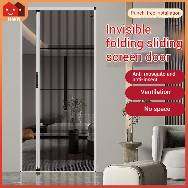 Push-Pull Invisible Folding Screen Door sliding Window screen pull down ...