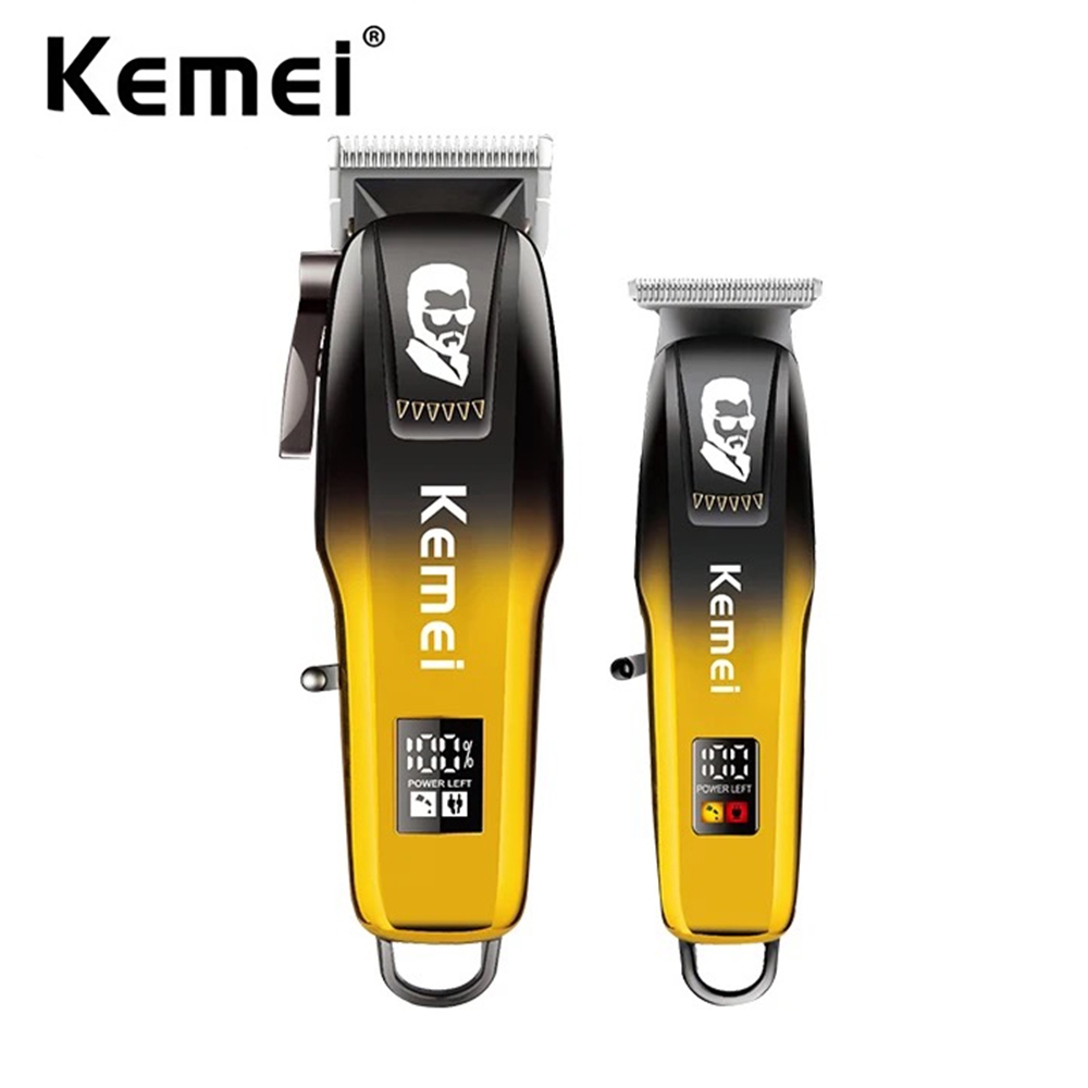 Kemei Professional Barber Hair Clippers and Trimmer Set Cordless Zero ...