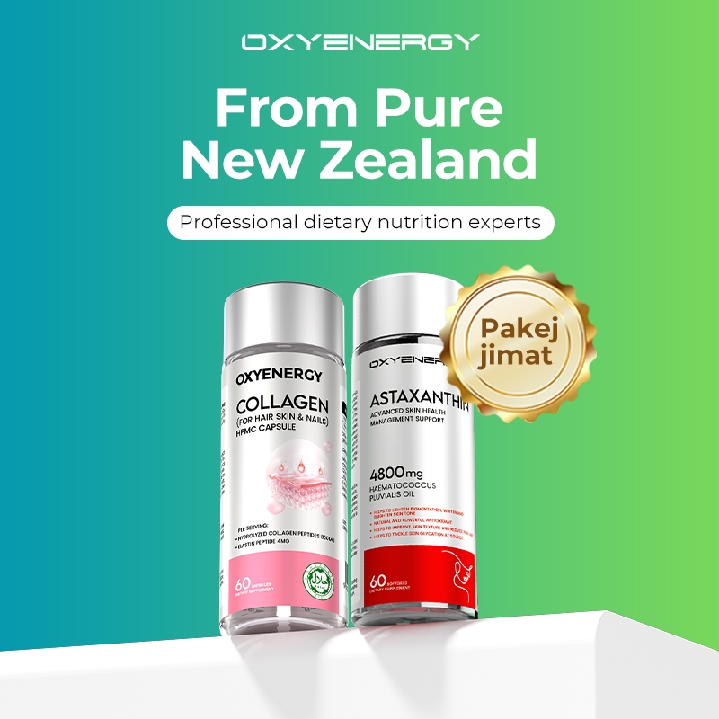 Oxyenergy Collagen + Astaxanthin 2in1 Set Anti Aging Combo Antioxidant Collagen Peptides Anti ...