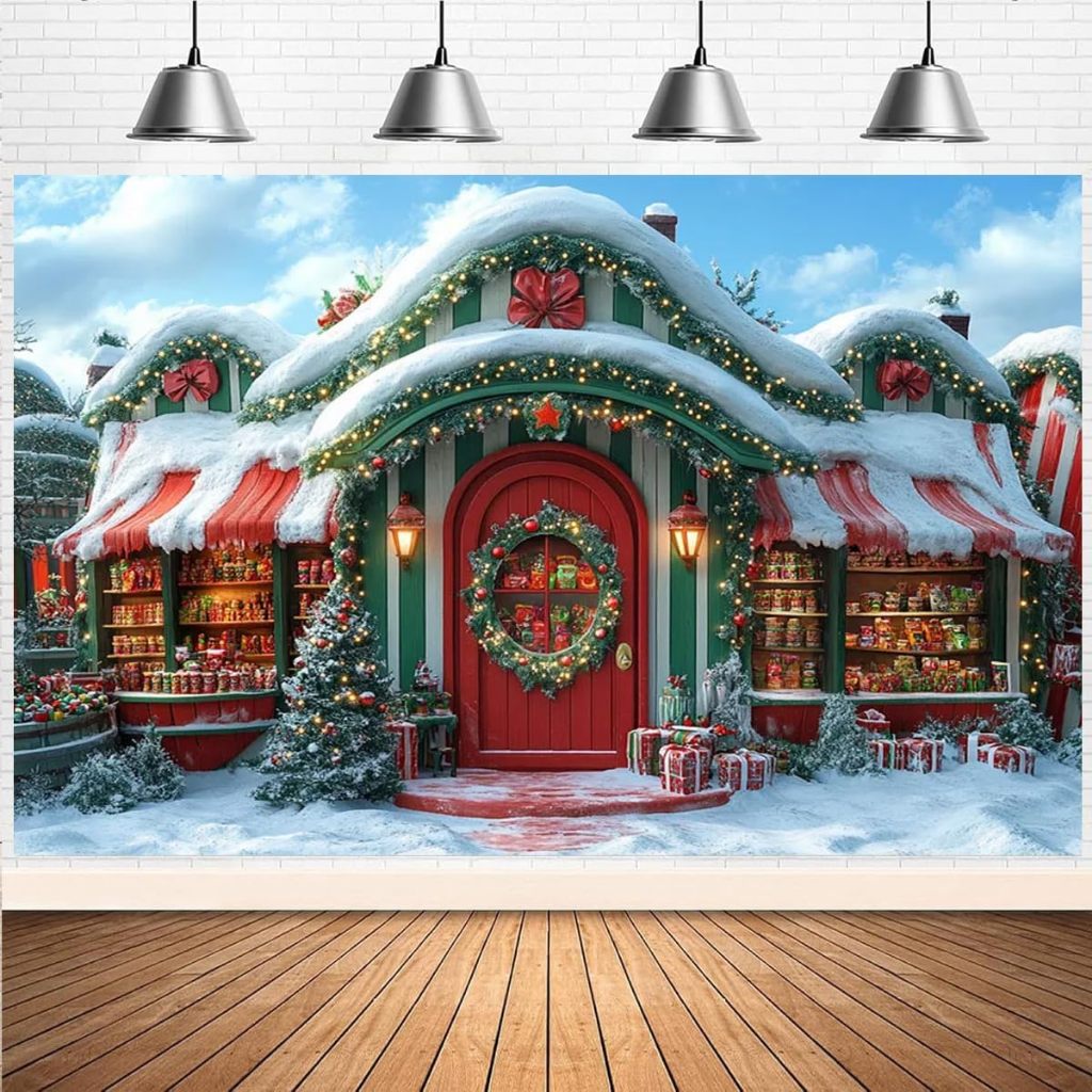 Christmas Candy Toy Store Backdrop for Photography Snowflake Xmas ...