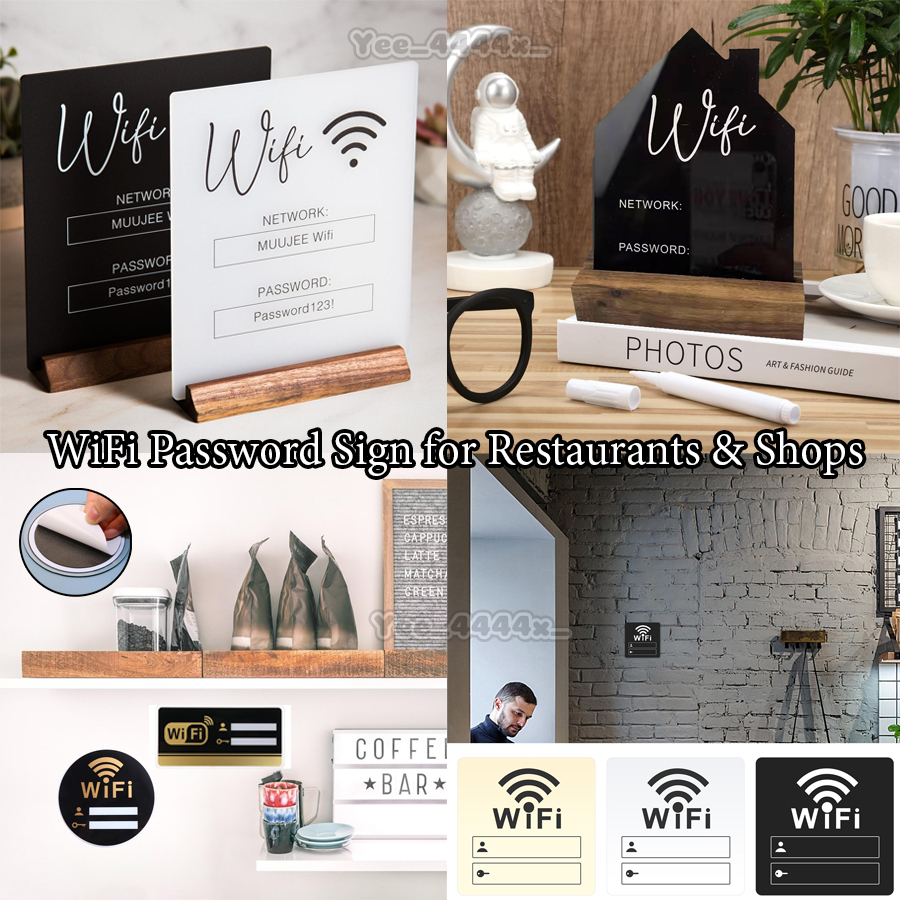 Acrylic WiFi Sign | WiFi Password Board Sign with Wooden Base for Guest ...