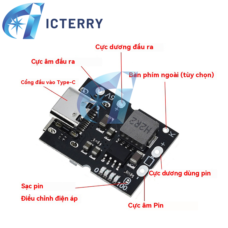 Type-C USB 5V 2A Boost Converter Step-Up Power Module Lithium Battery ...