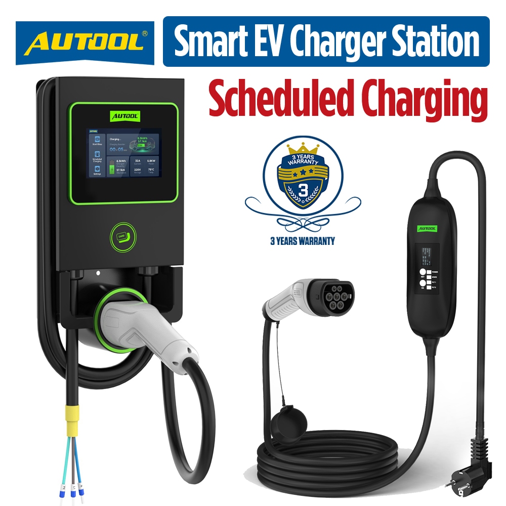 AUTOOL C701 Smart EV Charger 8M Charging Cable Fast Charging Station ...