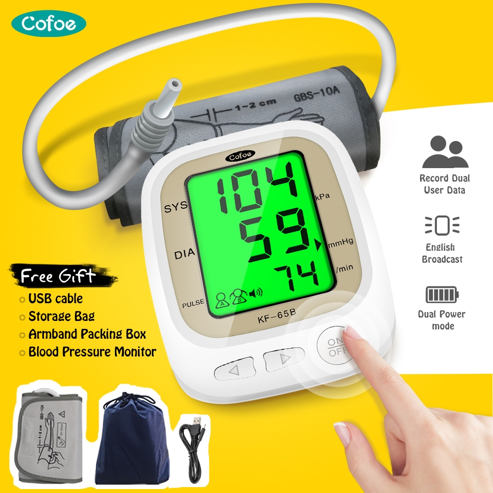 Cofoe Blood Pressure Machine Automatic Arm Cuff Electronic BP Heart ...