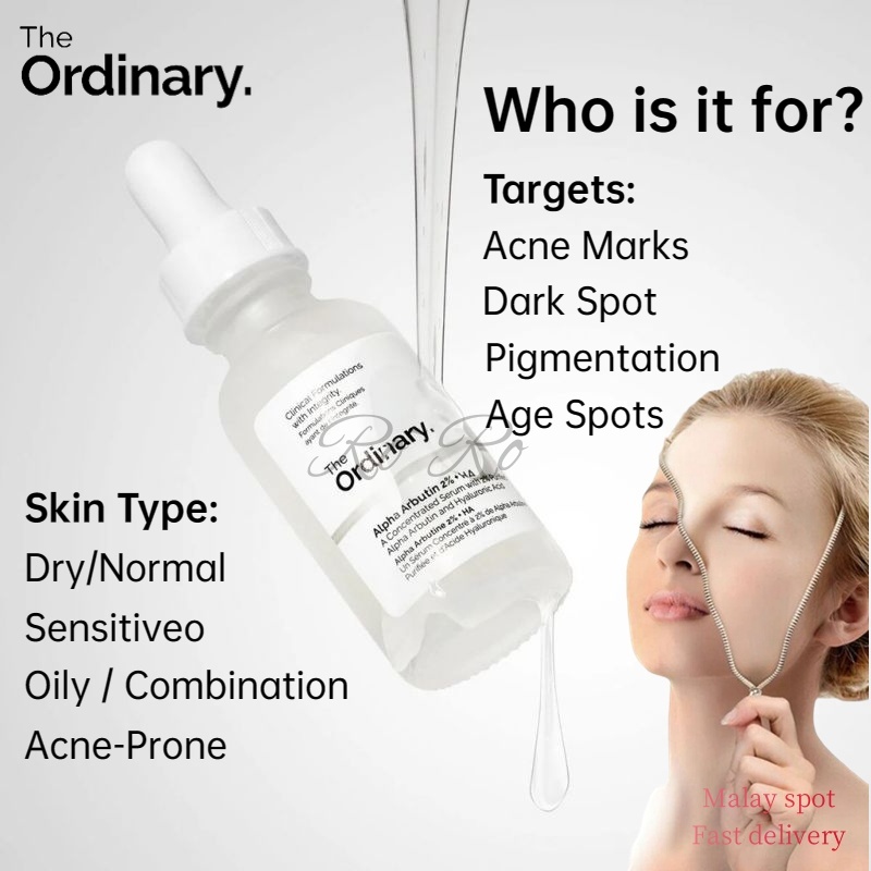 The Ordinary Alpha Arbutin 2% + HA Concentrated Whitening Serum 30ml ...