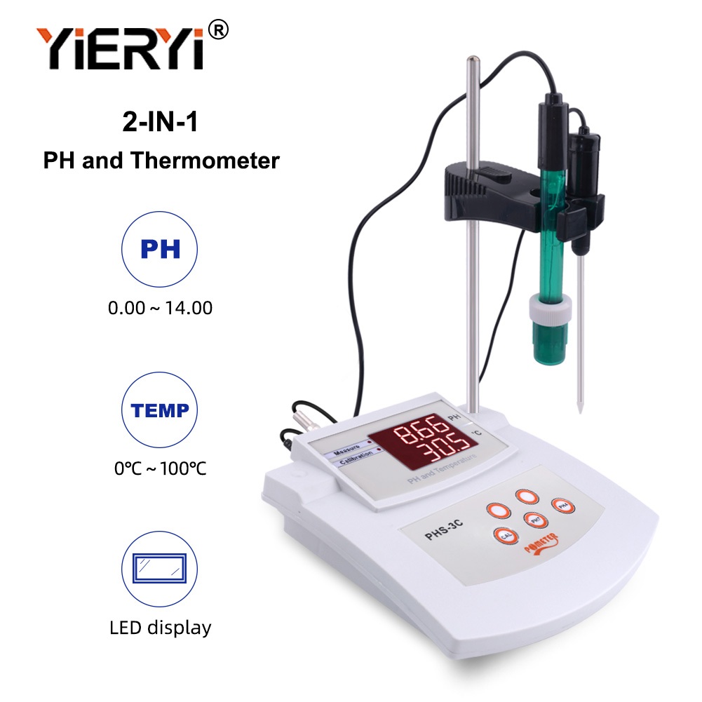 YIERYI PHS-3C Laboratory Desktop PH Meter Thermometer Automatic ...