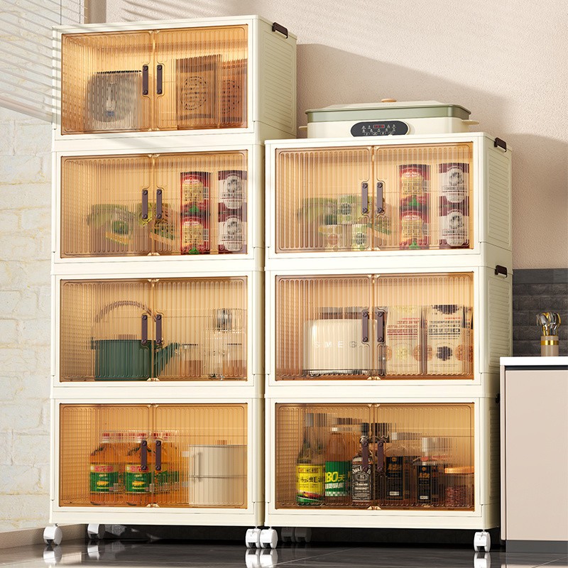 2-Doors Stackable Storage Box Multipurpose Foldable Cabinet Clothes ...