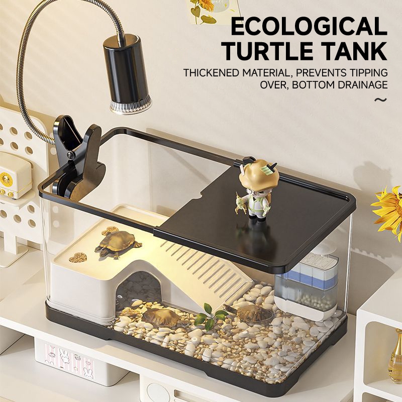 Turtle Tank Aquarium, Reptile Tank Habitat Kit, Acrylic Turtle Tank ...