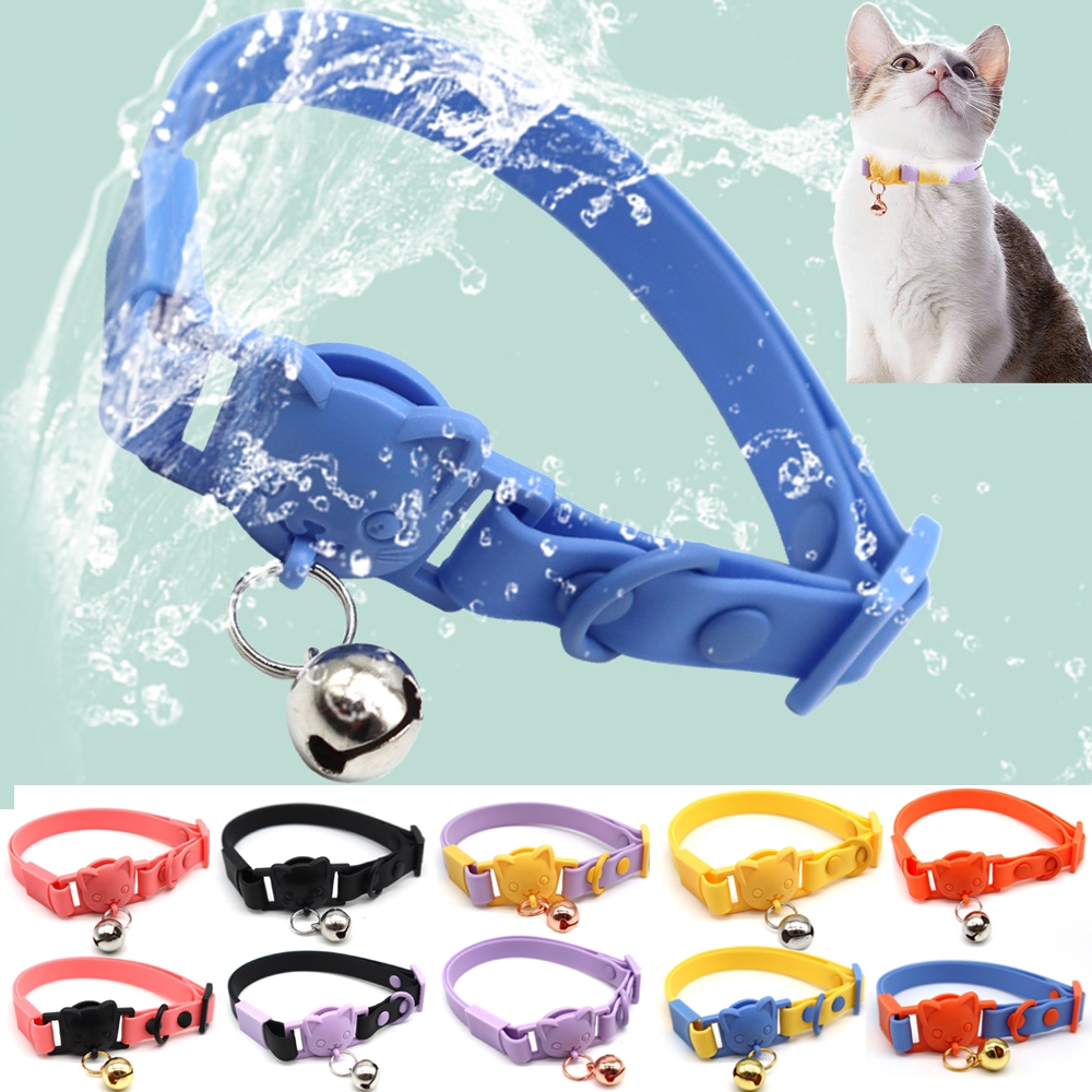 Breakaway Cat Collar with Bell Adjustable Waterproof PVC Cat Quick ...
