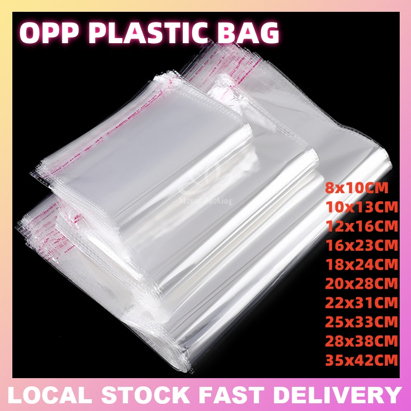 100pcs Transparent Self Adhesive Thick Seal Plastic Storage Clear Self ...