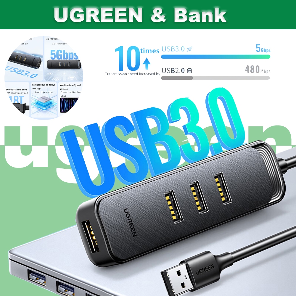 UGREEN 4 Port USB 3.0 Hub 5Gbps High Speed Data Transmission Extension Data Hub | Shopee Malaysia