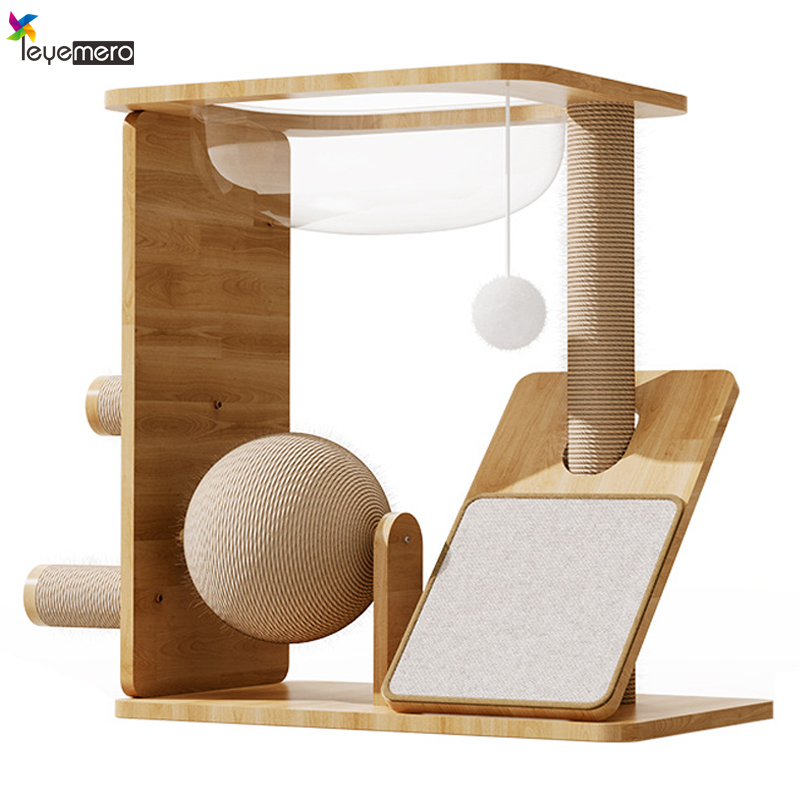 BULUS Cat Tree Solid Wood Cat Climbing Frame Space Capsule Cat Bed ...