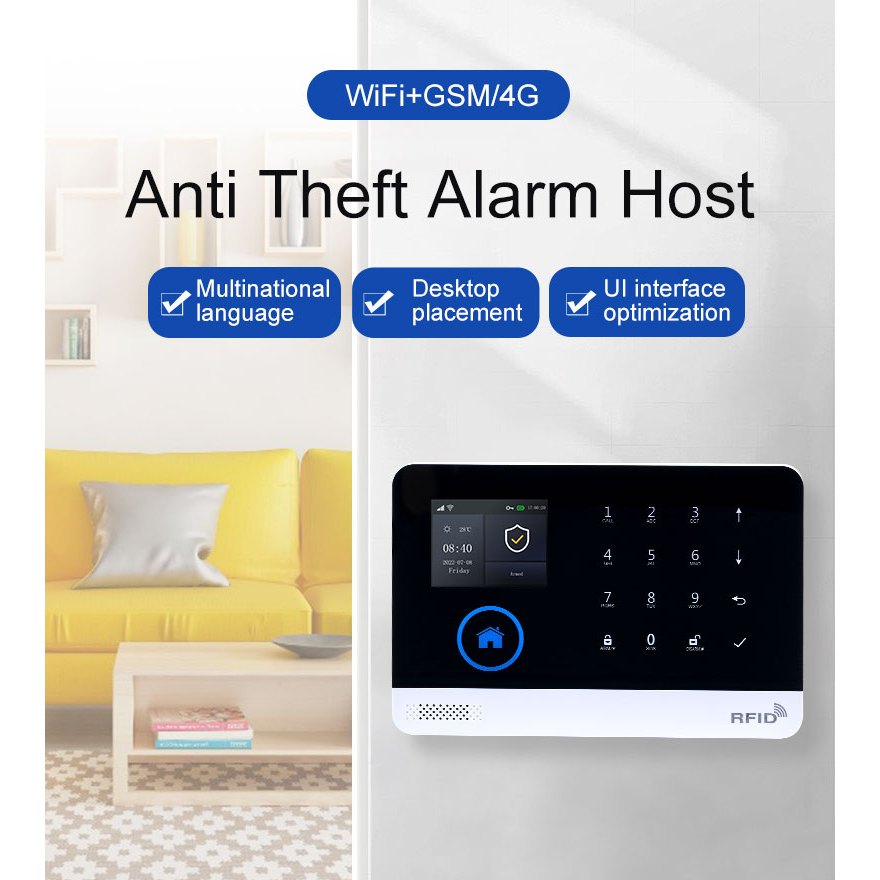PG103 Alarm System for Home Burglar Security 433MHz WiFi GSM Alarm Wireless Tuya Smart alarm App ...
