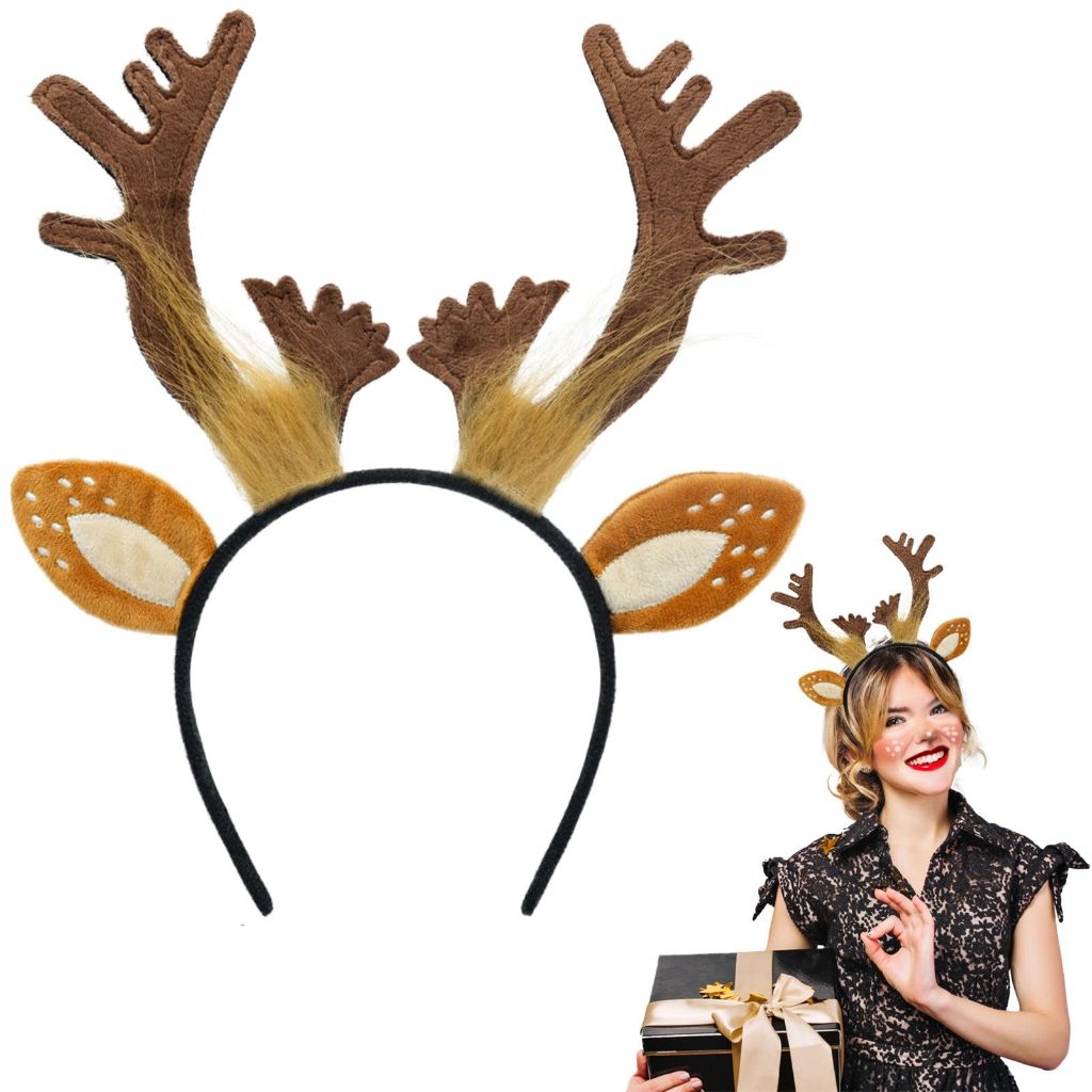 Deer Antlers Headband - Animal Ears Headband Fluffy Realistic Reindeer ...