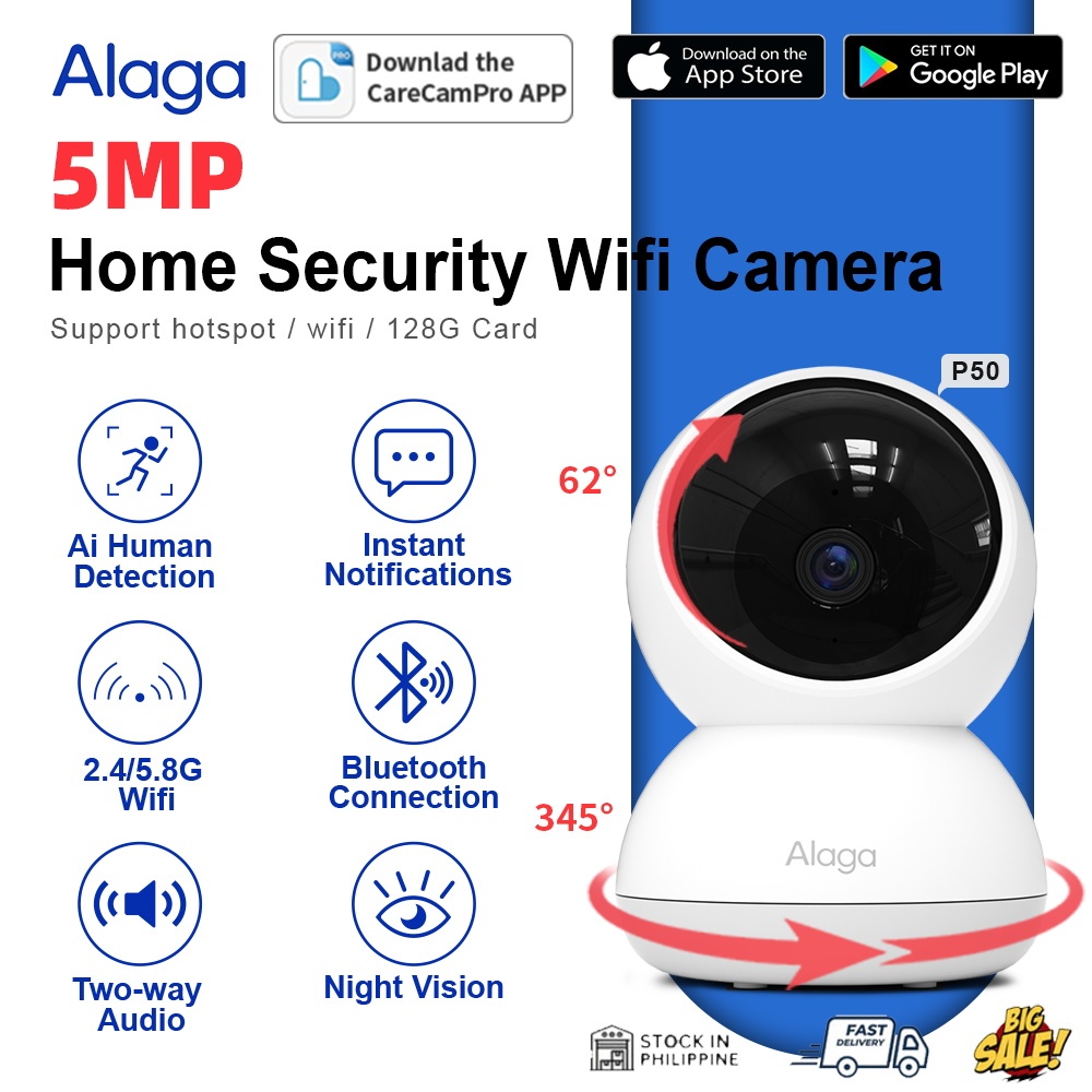 Alaga 5MP Smart Home Security kamera cctv P50 HD CCTV Wifi Camera 360 ...