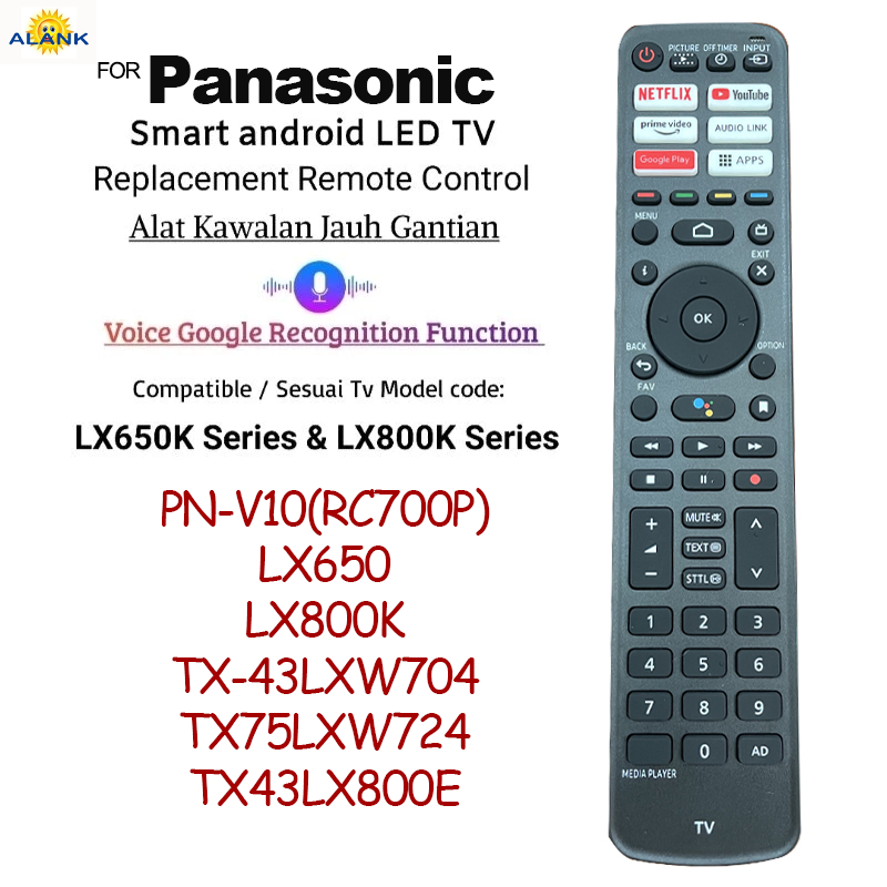 Alank-suitable for Panasonic Android Smart TV Remote Control, Voice ...