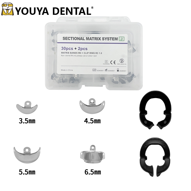 1Box F3 Style Dental Matrix Bands Metal Matrices Clamp Ring Sectional ...