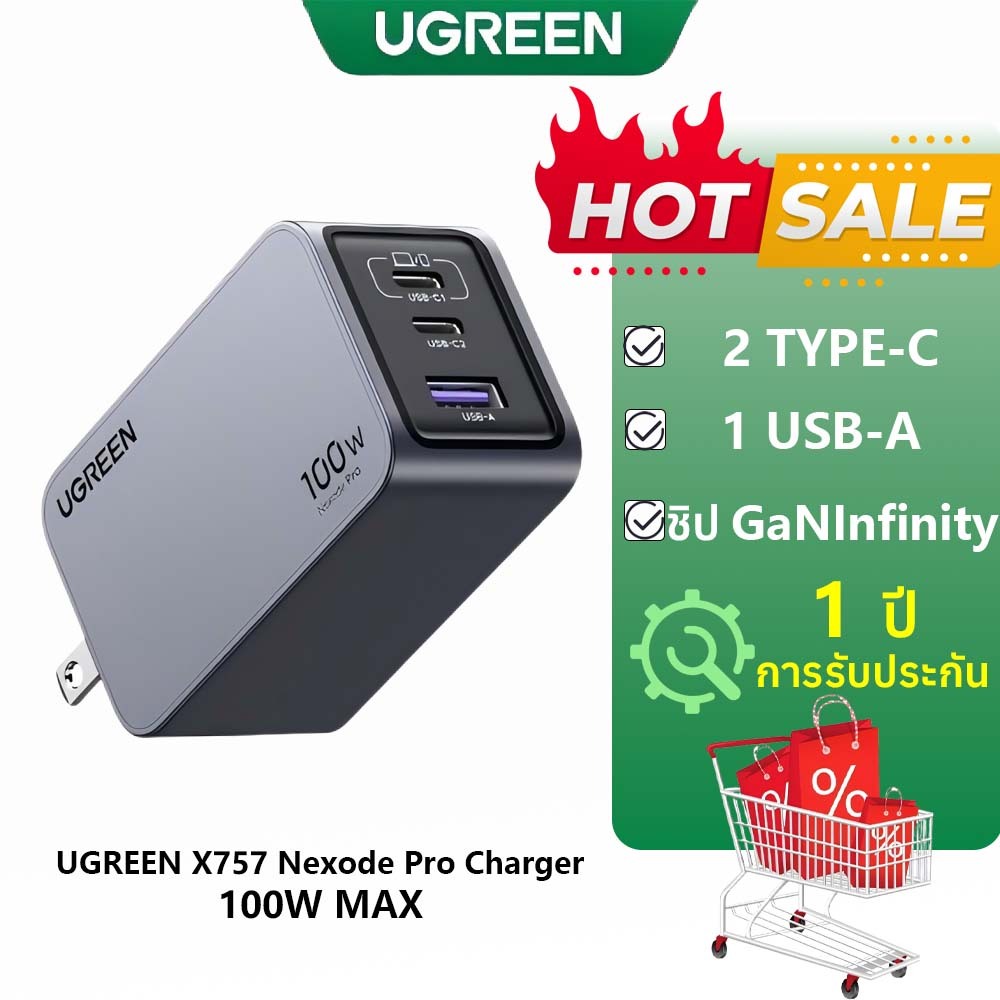 Ugreen Nexode Pro 100W GaN USB C Charger With 3 Ports For Fast Travel Charging | Shopee Malaysia