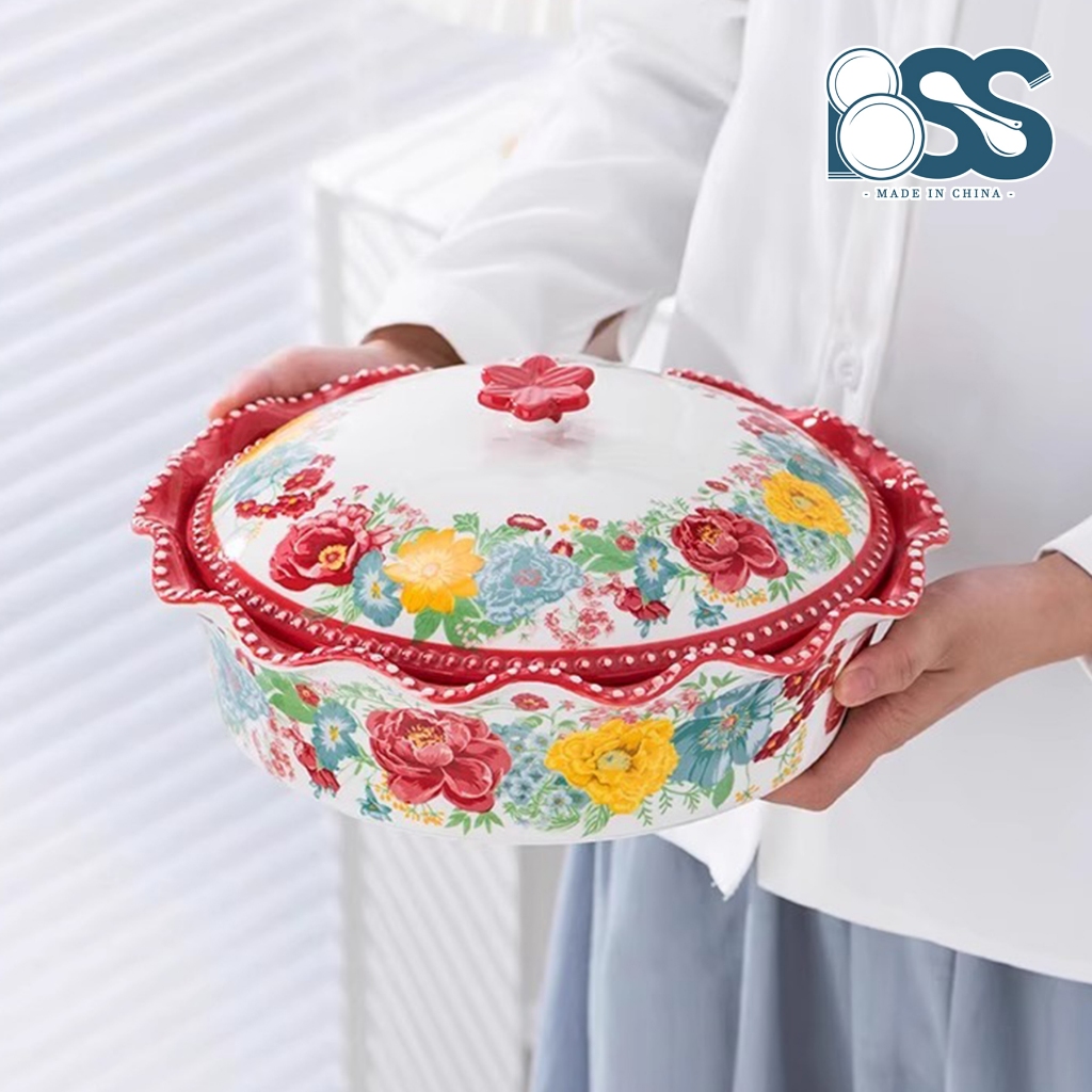 periuk sup Seramik, dengan Manik Tepi Dihiasi Underglaze, dengan ...