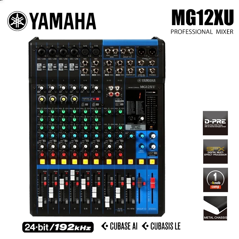 Yamaha MG12XU Mixer 12-Channel Simulation Mixer, SPX Reverb Effect, 48V ...