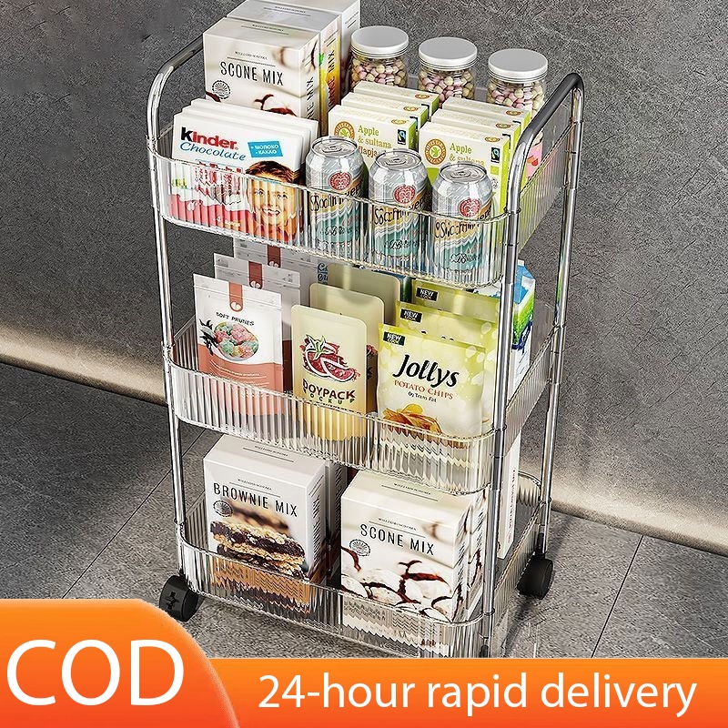 transparent trolley kitchen storage rack bathroom trolley with wheels ...