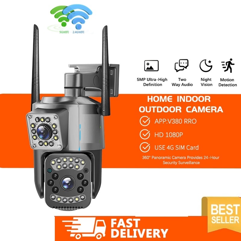 V380 PRO 6MP WIFI Outdoor PTZ Dual Lens IP CCTV Camera, H.265 Smart ...