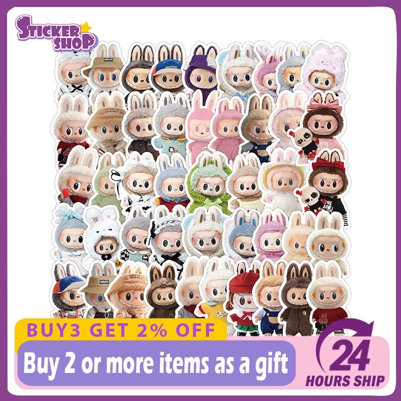 50pcs Cute Labubu Cartoon Graffiti Sticker DIY Phone Guitar Laptop ...