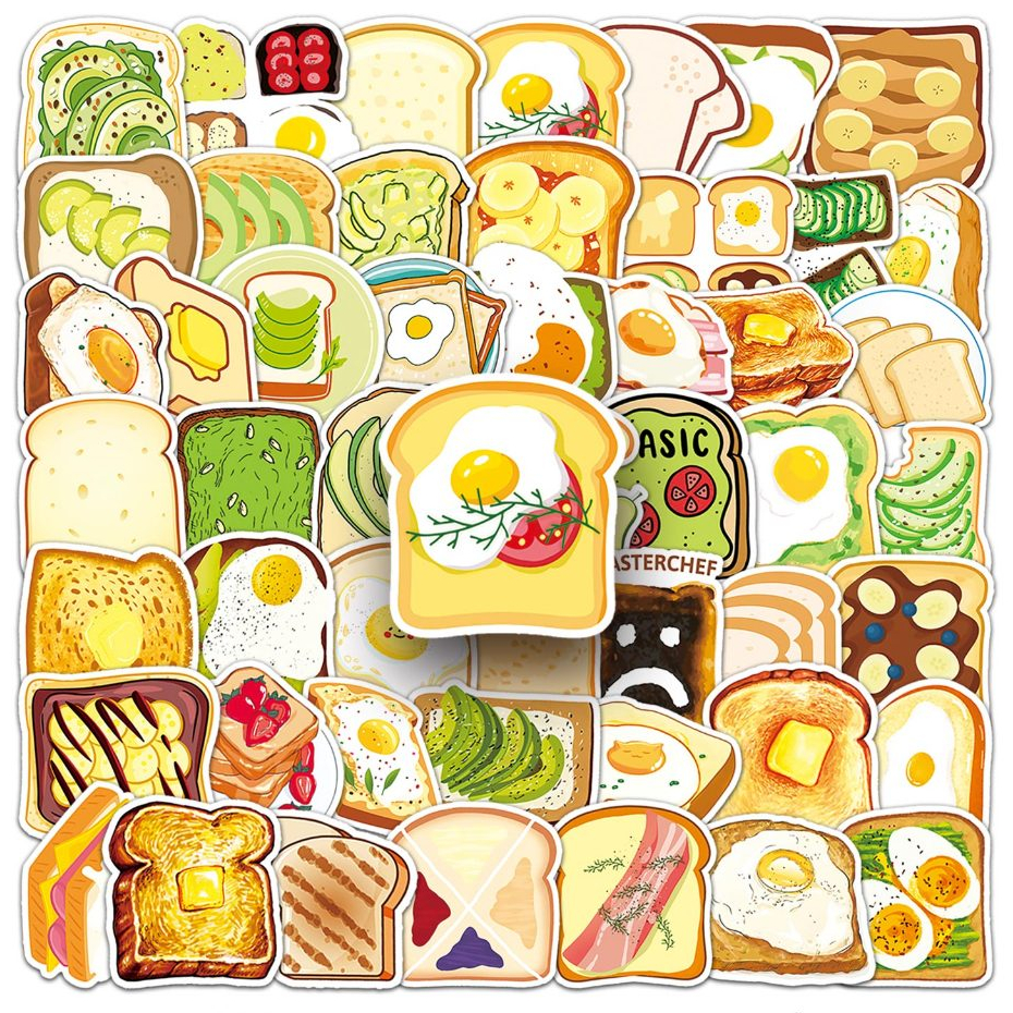 50 Piece Funny Toast Stickers Waterproof DIY For Phones Laptop Car ...
