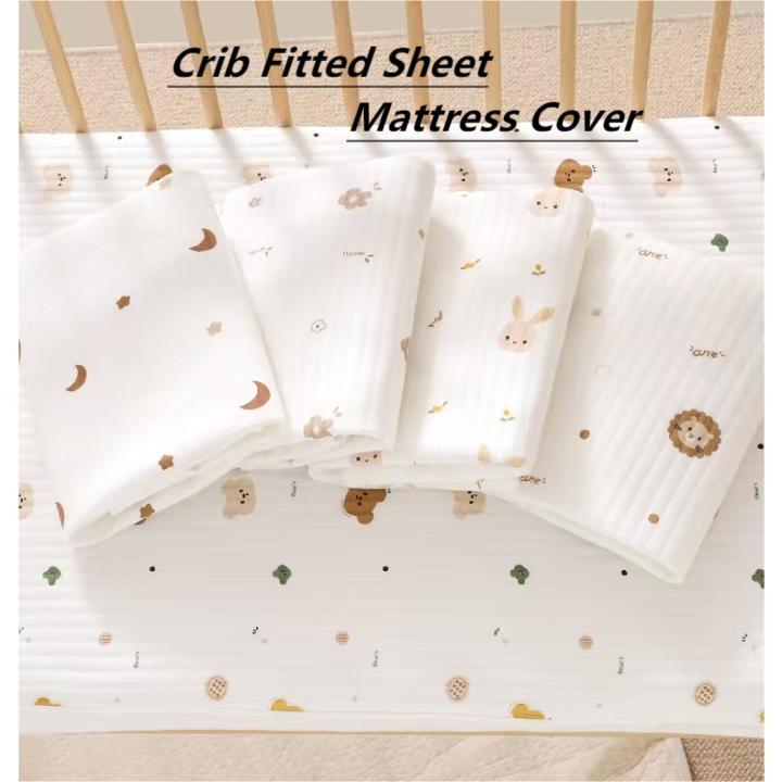 Pure Cotton Crib Fitted Sheet Baby Cot Mattress Cover Baby Bedding ...