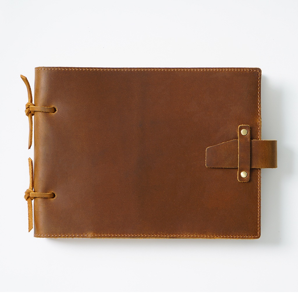 Genuine Leather Notebook Handmade Journal with Lock Blank Kraft Paper ...