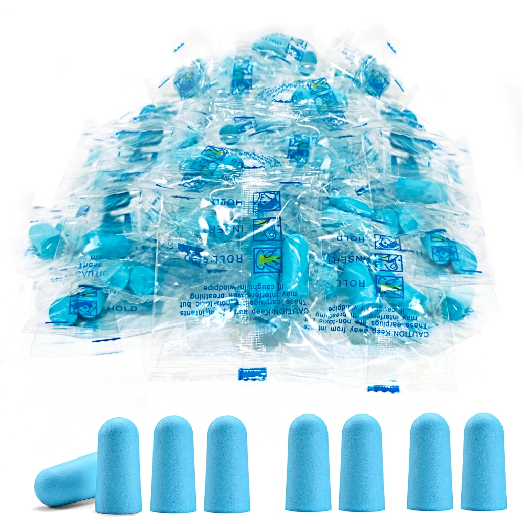 20/50/100Pairs Foam Earplugs Blue Disposable Noise Reduction Ear Plugs ...