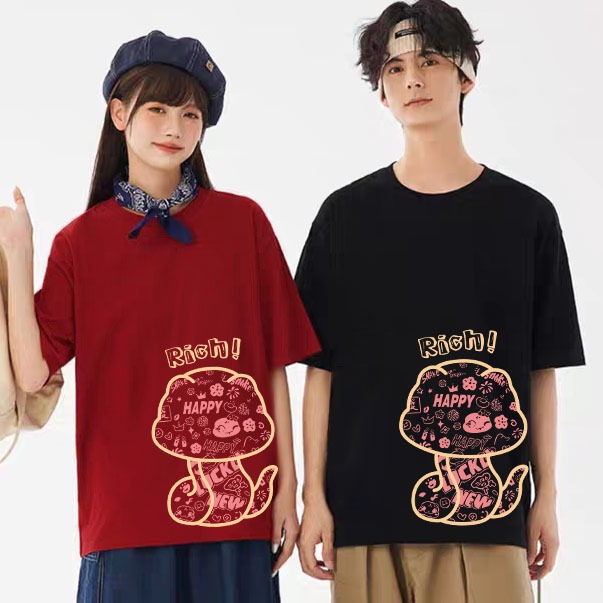 S-8XL 2025 CNY New Year clothes Street Hip Hop Graffiti Cartoon Snake Printed Short Sleeve T ...